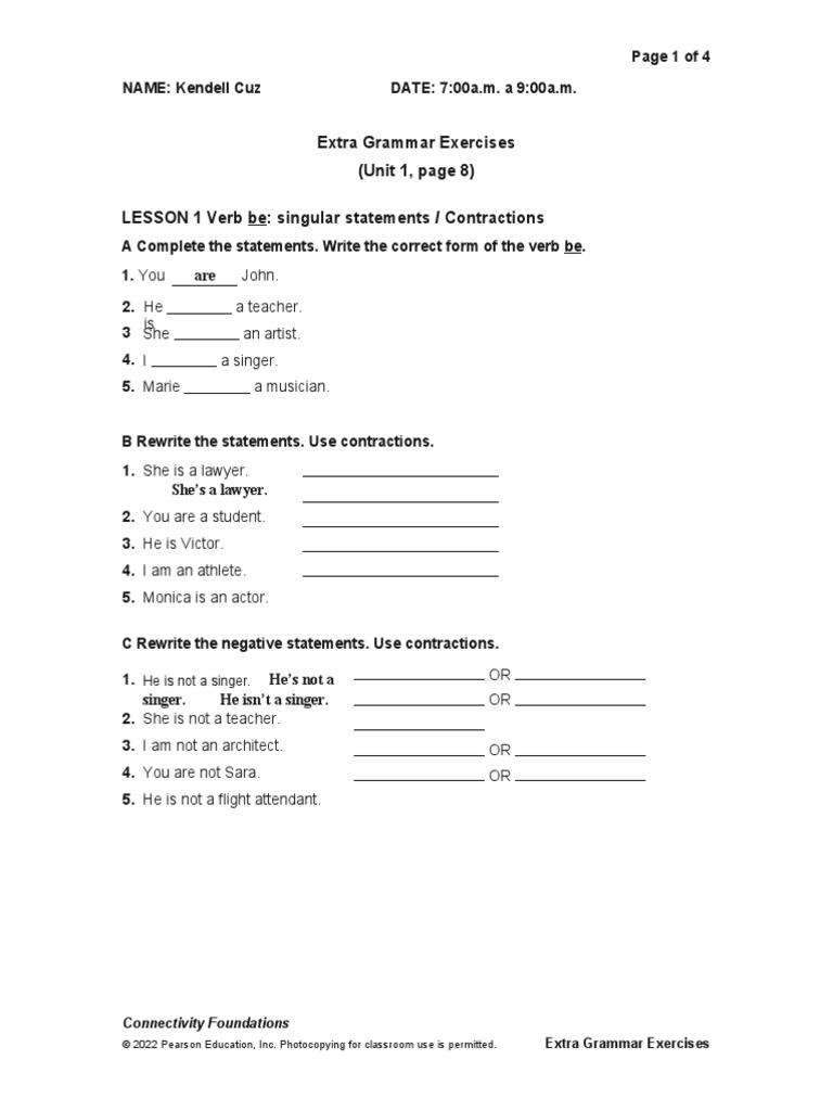 Extra Grammar Exercise | PDF | Language Families | Linguistic Typology