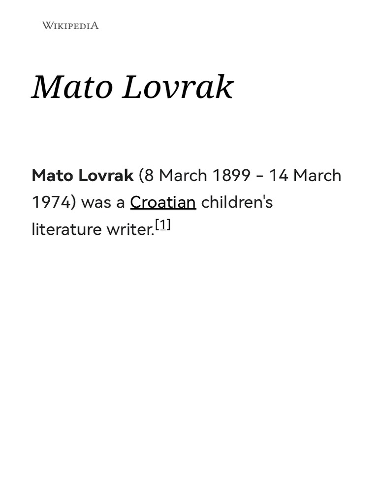Mato Lovrak: Icon of Croatian Children's Lit | PDF