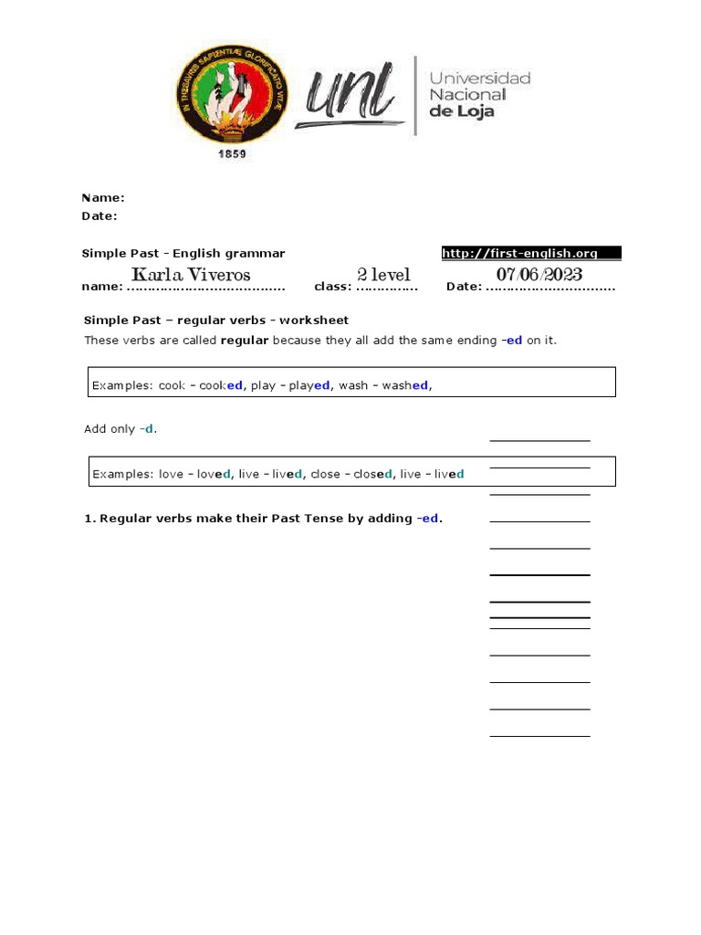 Regular Verbs Pdf English Grammar Language Families