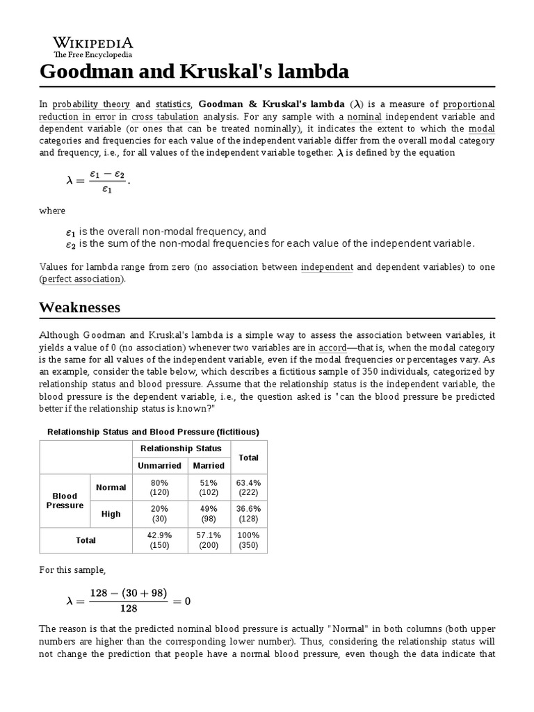 Goodman and Kruskal's Lambda | PDF | Probability And Statistics ... Goodman and Kruskal's Lambda | PDF | Probability And Statistics ...