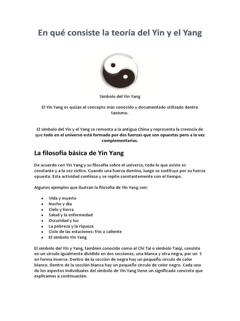 Filosofía del Yin Yang y su Simbolismo | PDF