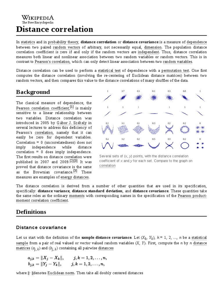 Distance Correlation Pdf Mathematical Objects Mathematics