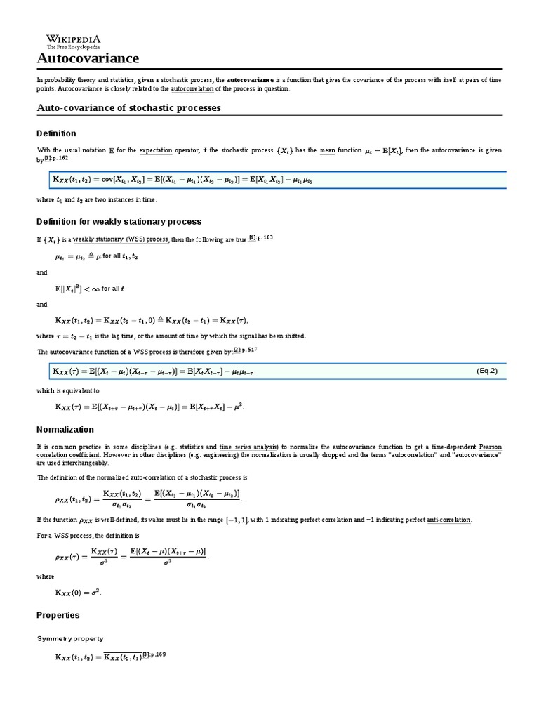 Autocovariance | PDF | Autocorrelation | Statistical Analysis