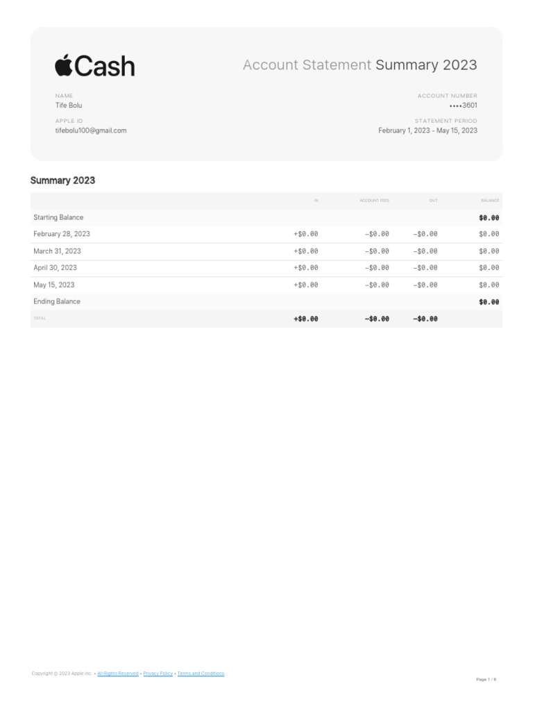 Apple Cash Statement | PDF | Payments | Cash