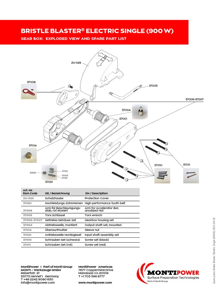 Article List of Spare Parts Bristle Blaster El 900W Single | PDF | Machines | Mechanical Engineering