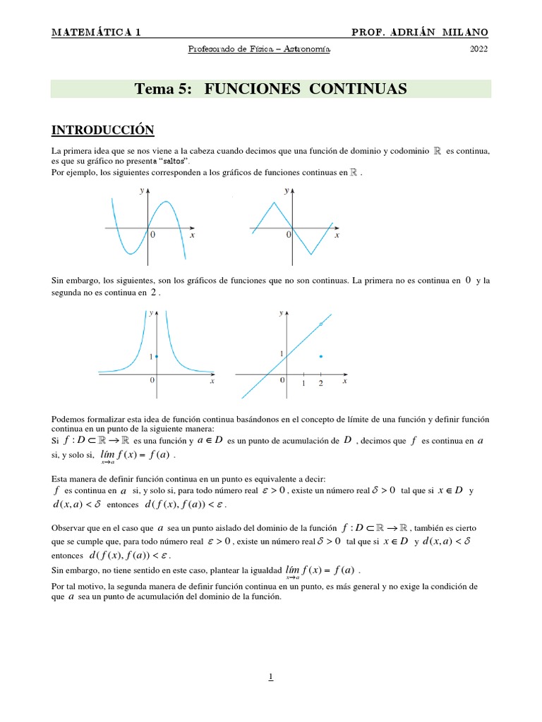 Definición y Ejemplos de Funciones Continuas | PDF | Función continua ...