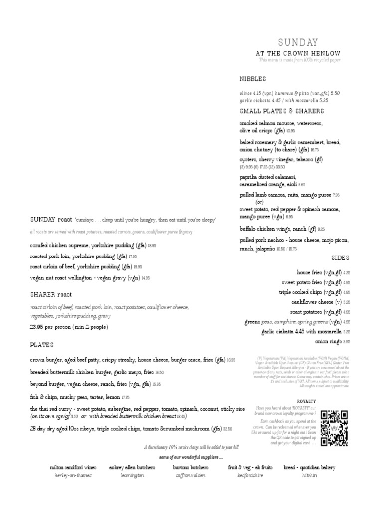Sunday Menu | PDF | Roasting | Hamburgers
