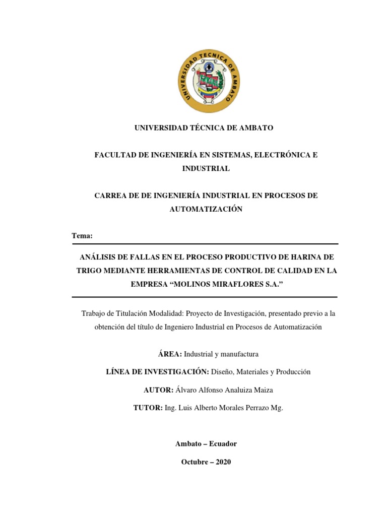 FMEA Proceso de Harina de Trigo | PDF | Calidad (comercial) | Trigo