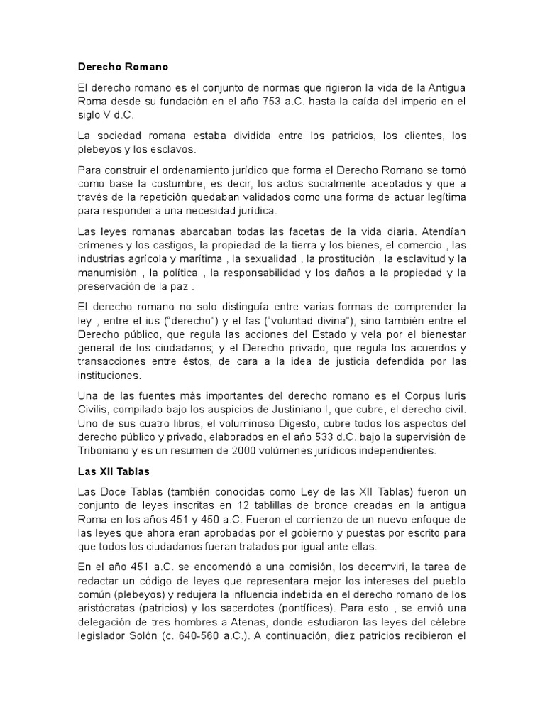 Derecho Romano y Xii Tablas | PDF | Ley romana | Principios éticos
