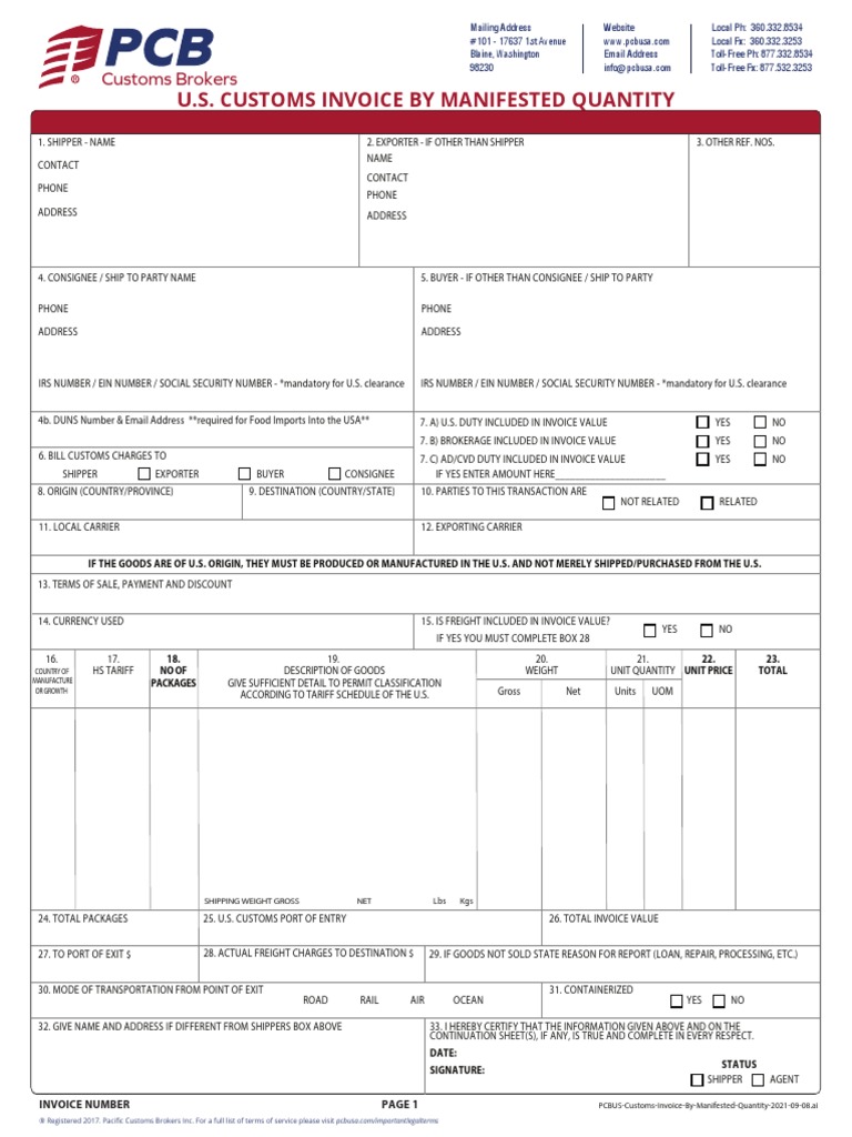 PCB Customs Receipt That Can Be Used As Template | PDF | Cargo ...