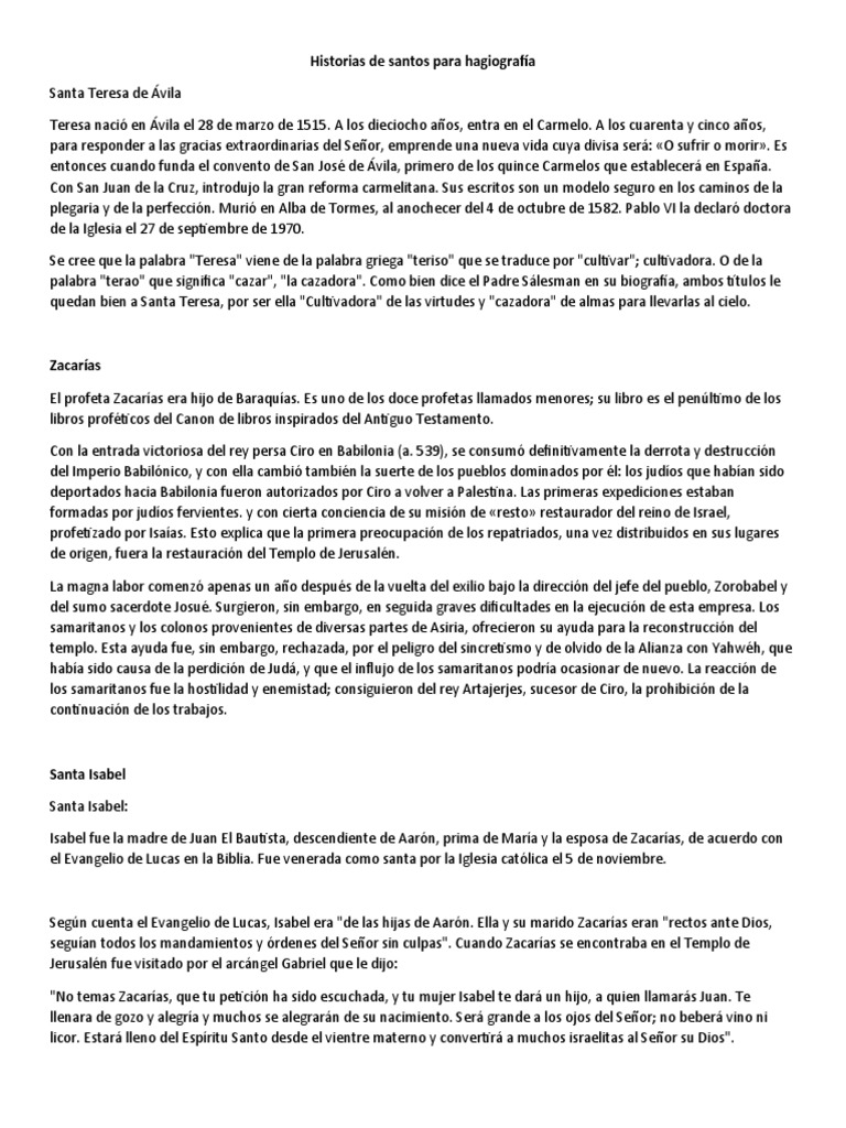 Historias de Santos para Hagiografía (Recuperado Automáticamente) | PDF