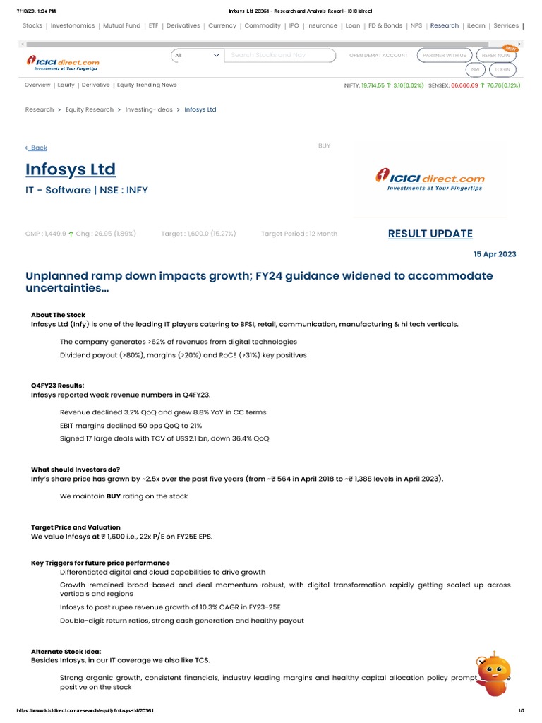 Infosys Q4FY23 Research Report | PDF | Cost Of Living | Stocks