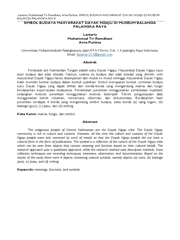 Simbol Budaya Masyarakat Dayak Ngaju Di Museum Bal | PDF