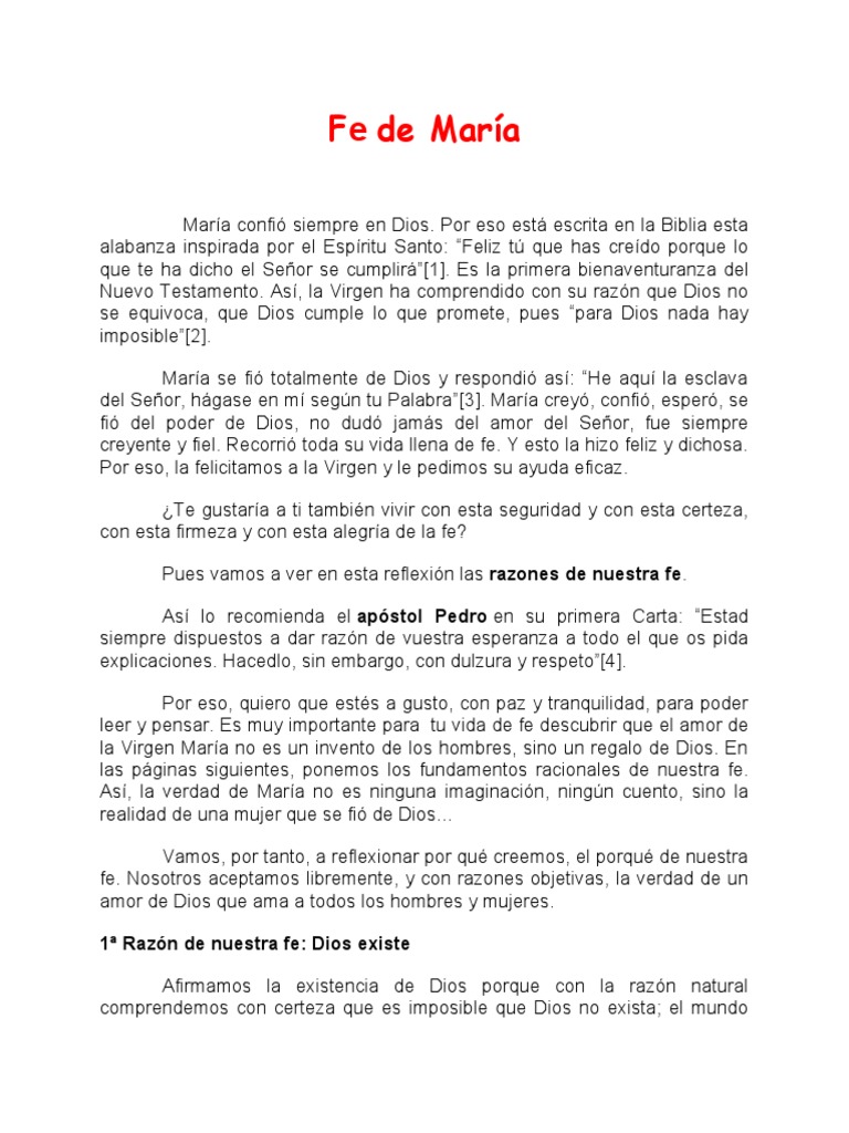 Fe de María | PDF | María, madre de Jesús | Jesús