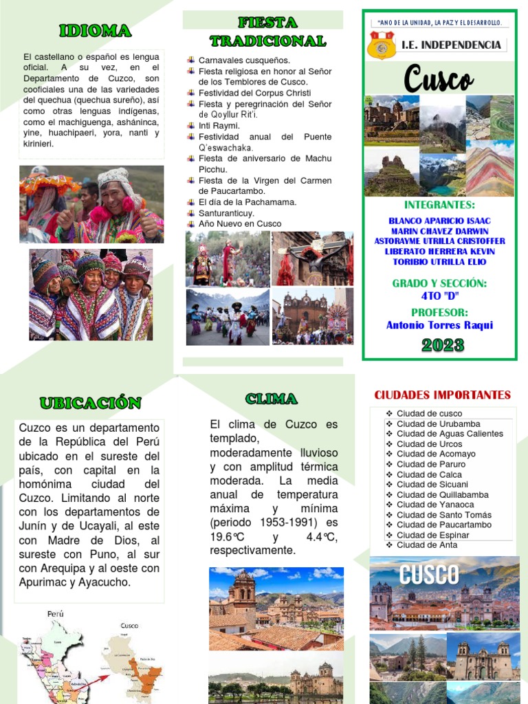 Cusco Triptico | PDF | Andes | Perú