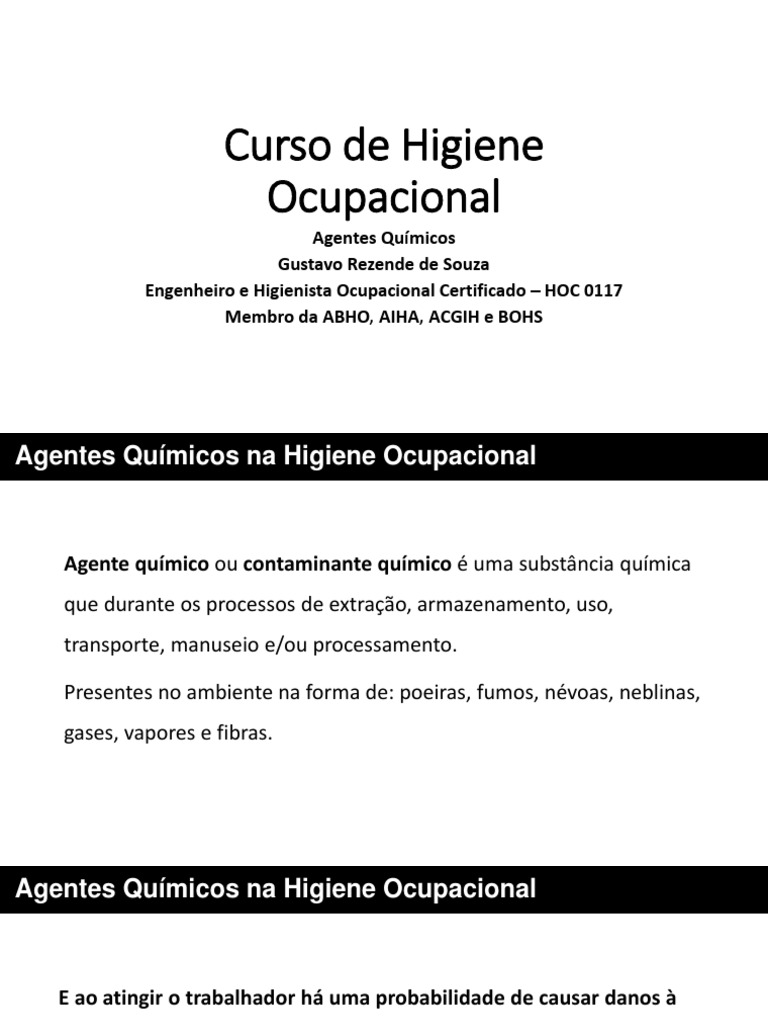 Agentes Químicos na Higiene Ocupacional | PDF | Química | Substancias ...