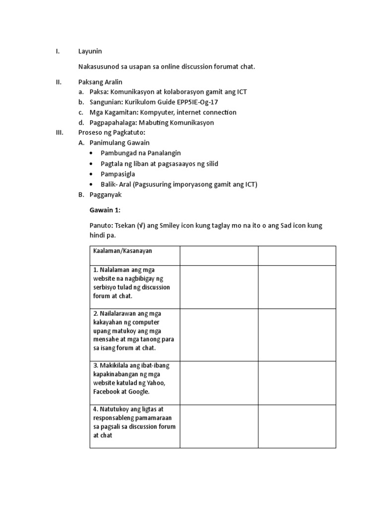 Lesson Plan In Epp Pdf