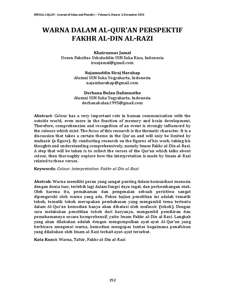 Warna Dalam Al Quran Perspektif Fakhr Al 7c6dfb7e | PDF | Kajian Bahasa Asing | Agama ...