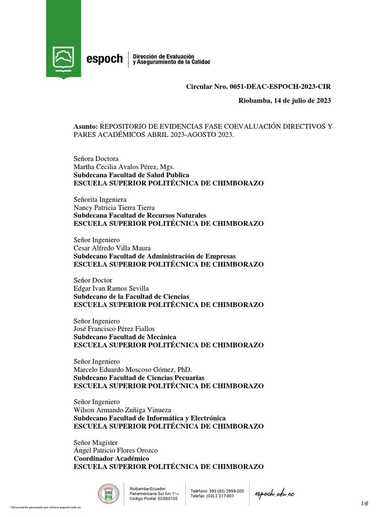 0051 Deac Espoch 2023 Cir | PDF | Enseñando | Evaluación