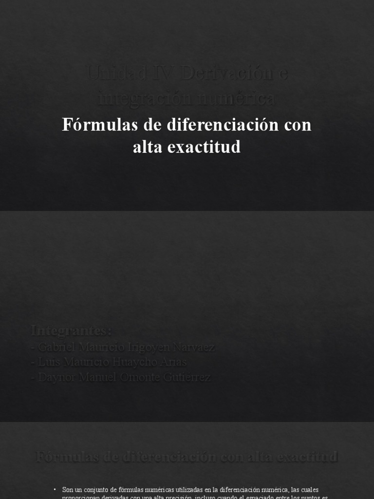 Fórmulas de Exactitud en Derivación Numérica | PDF | Ecuaciones ...