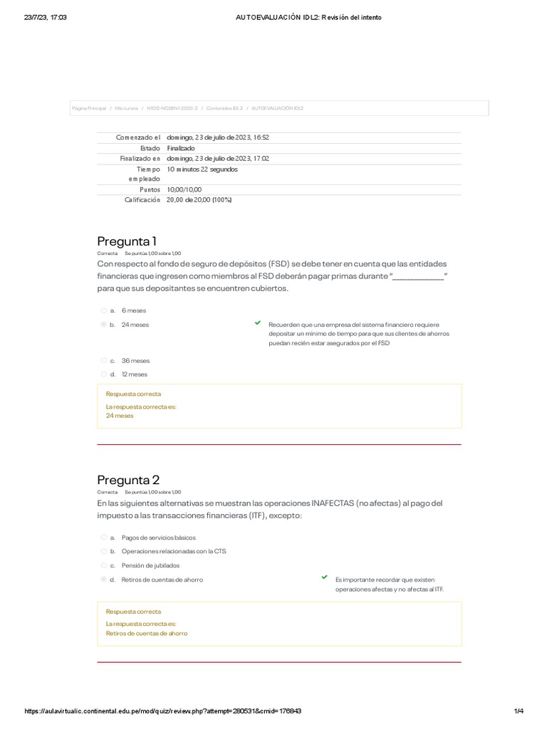AUTOEVALUACIÓN IDL2 - Proyecto Productivo1 | PDF | Bancos | Dinero