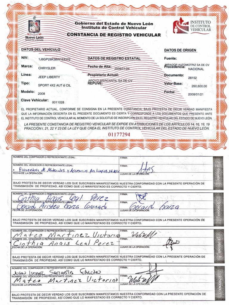 Constancia Registro Vehicular | PDF