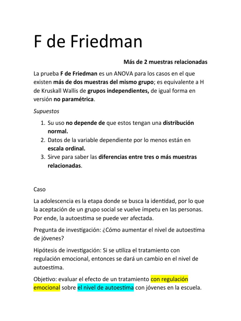 Prueba ANOVA de Friedman | PDF | Ciencia y matemáticas