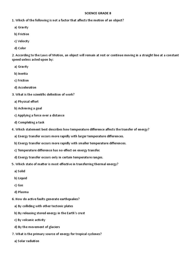 Science Grade 8 Nat Reviewer | PDF | Matter | Temperature