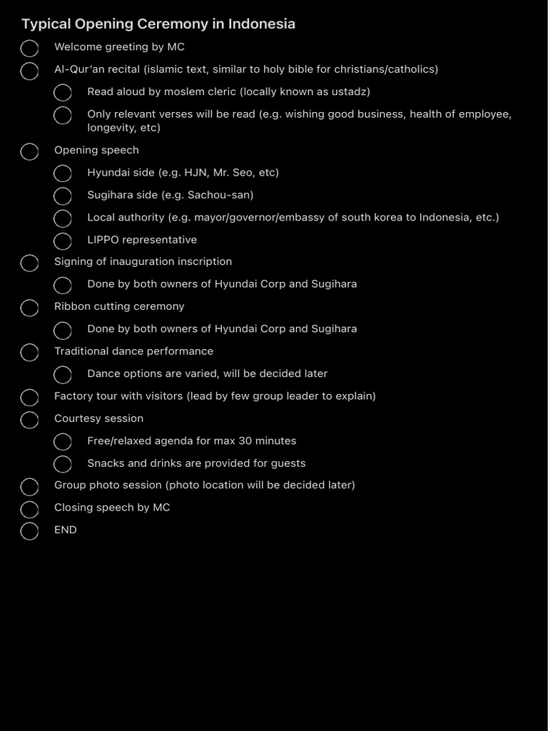 Typical Opening Ceremony in Indonesia | PDF