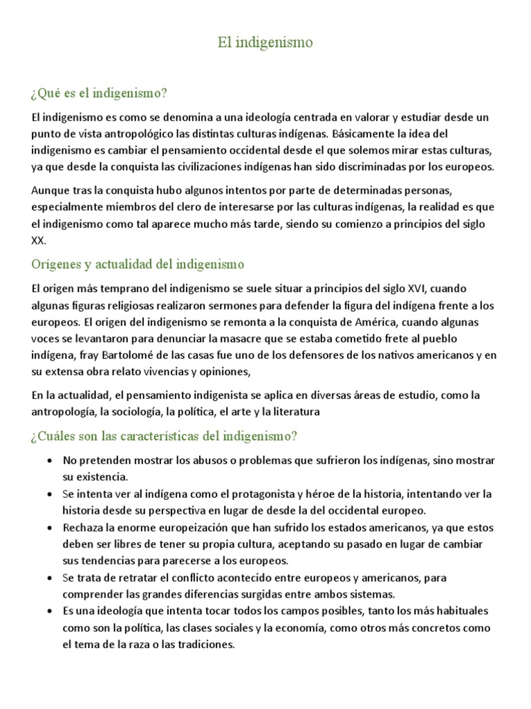 El Indigenismo | PDF | Perú | Antropología