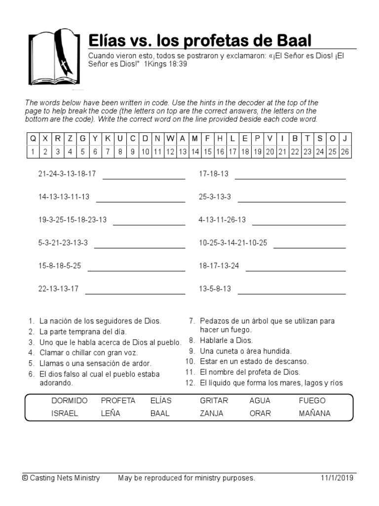 Elijah vs. The Prophets of Baal Spanish Decoder | PDF | Elijah