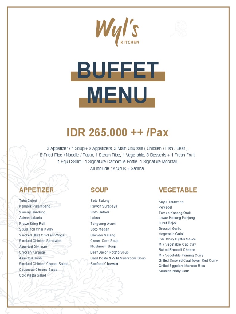 Wyl's Buffet Menu Update | PDF | Hors D'oeuvre | Soup