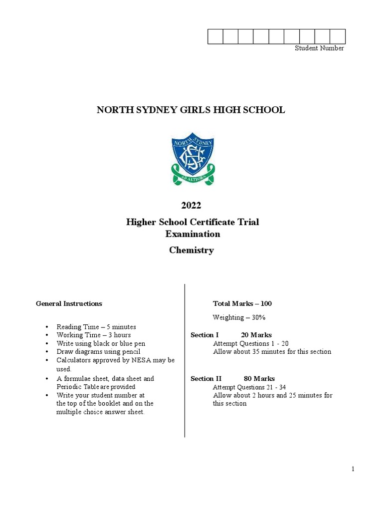 2022 North Sydney Girls Trial Paper Criteria Sample Answers
