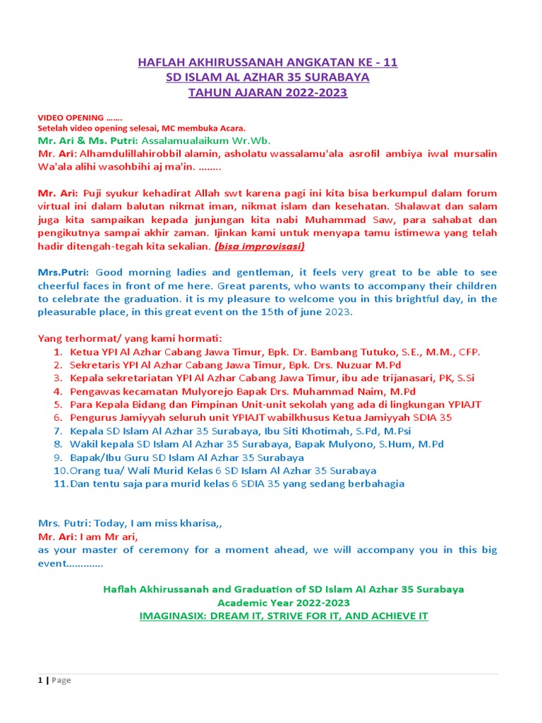 Teks MC Haflah 2023 | PDF