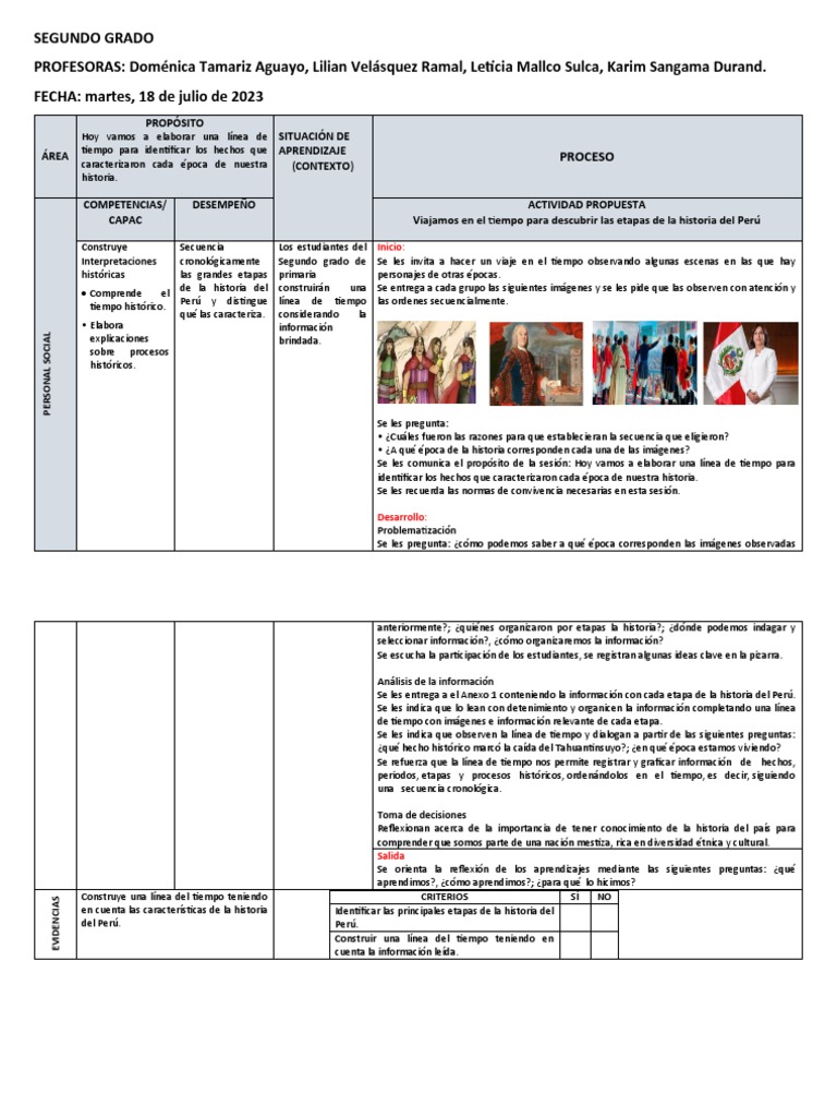SESIÓN Viajamos en El Tiempo para Descubrir Las Etapas de La Historia Del Perú | PDF | Perú ...
