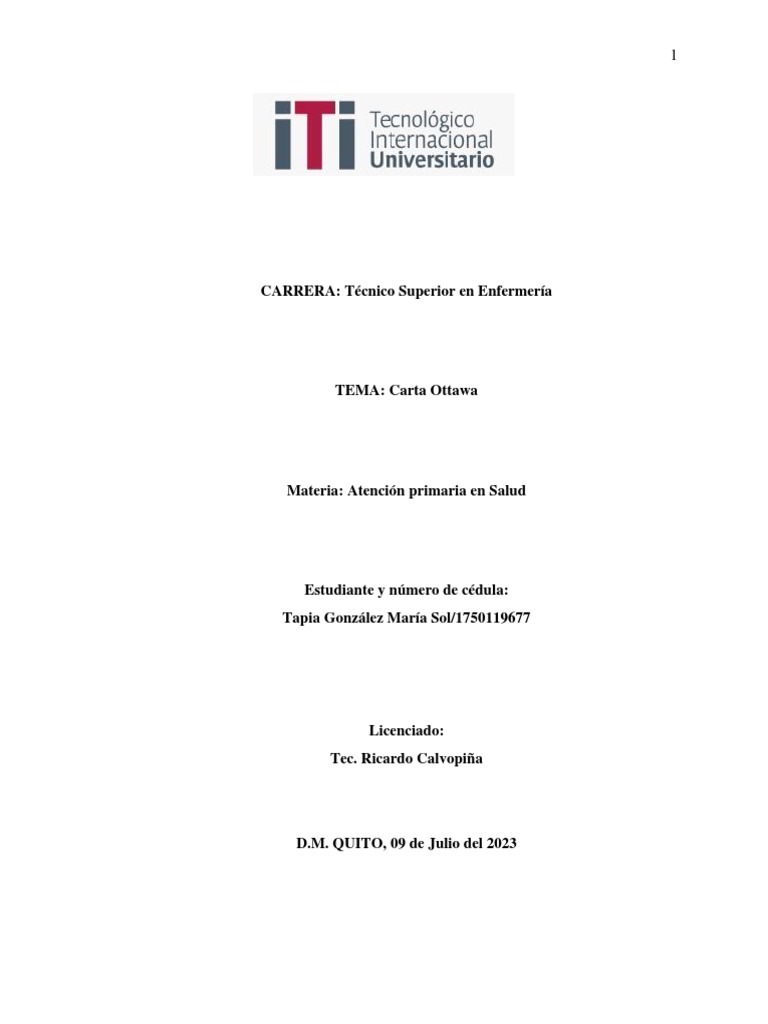 Carta Ottawa | PDF | Promoción de la salud | Medicamentos con receta