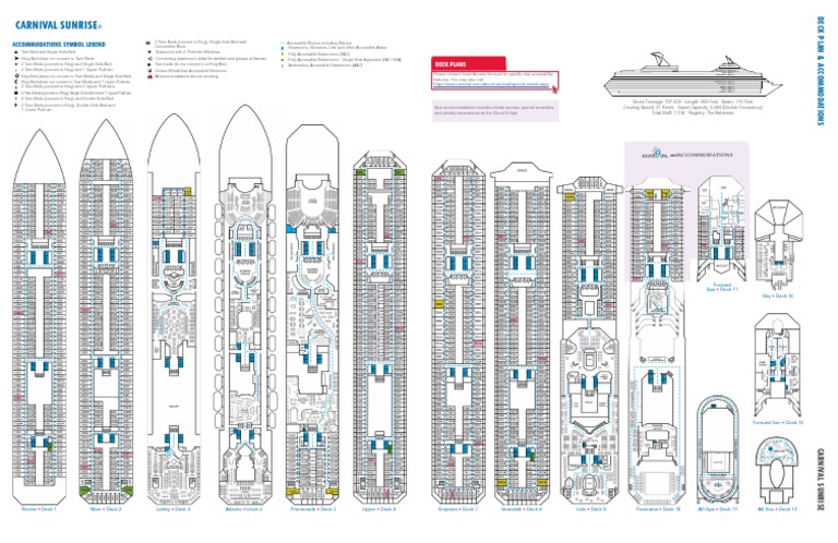Carnival Sunrise Accessible Cruising Deck Plan PDF | PDF | Deck (Ship) | Ships