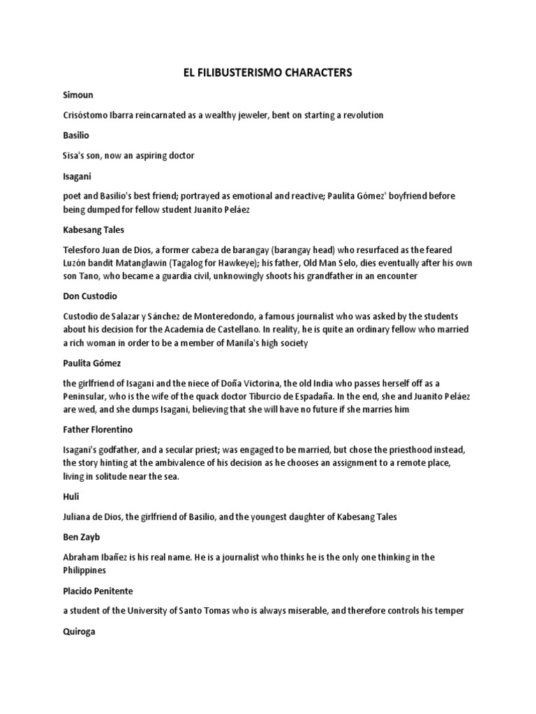 El Fili Characters | PDF | Spanish Language Literature | Novels