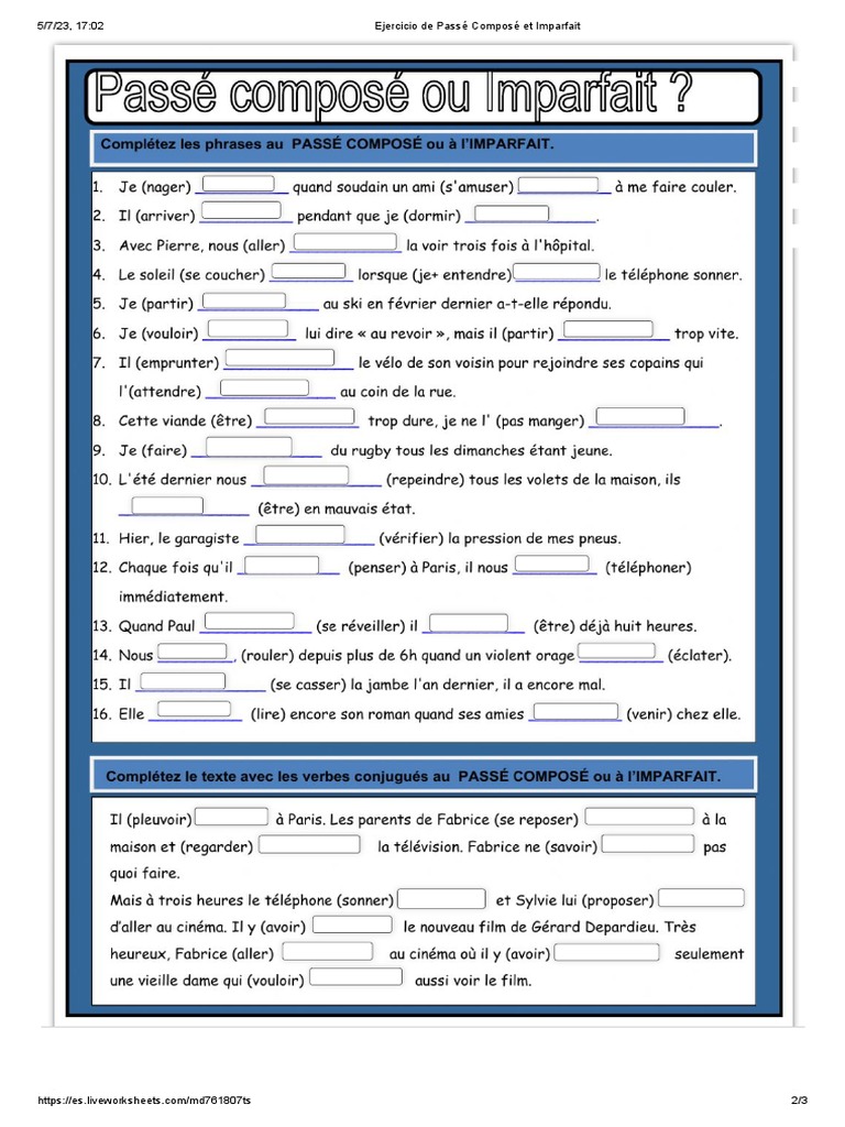 Exercices de Passé Composé Et Imparfait | PDF