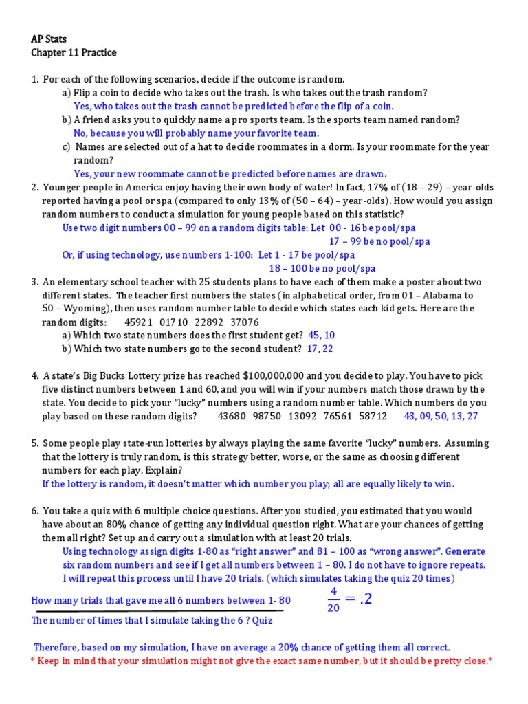 BVD6E CH11 PracticeKey - 981010545 | PDF | Lottery