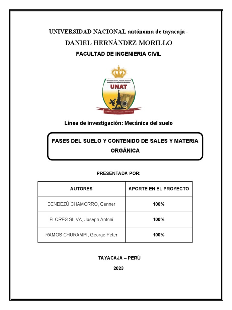 Fases Del Suelo y Contenido de Sales y Materia Orgánica - Unat | Descargar gratis PDF | Suelo | Agua