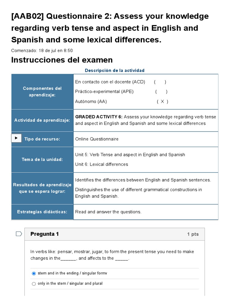 Prueba 2b2 | Download Free PDF | Perfect (Grammar) | Grammatical Tense