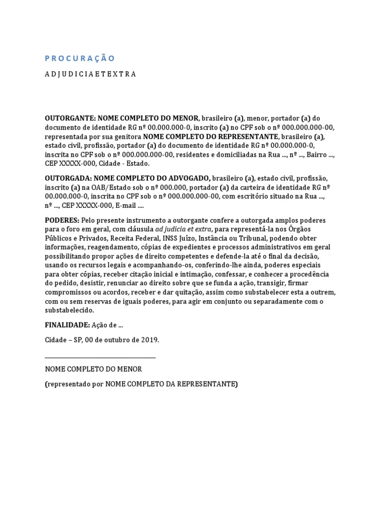 Procuração para Menor Representado | PDF | Política