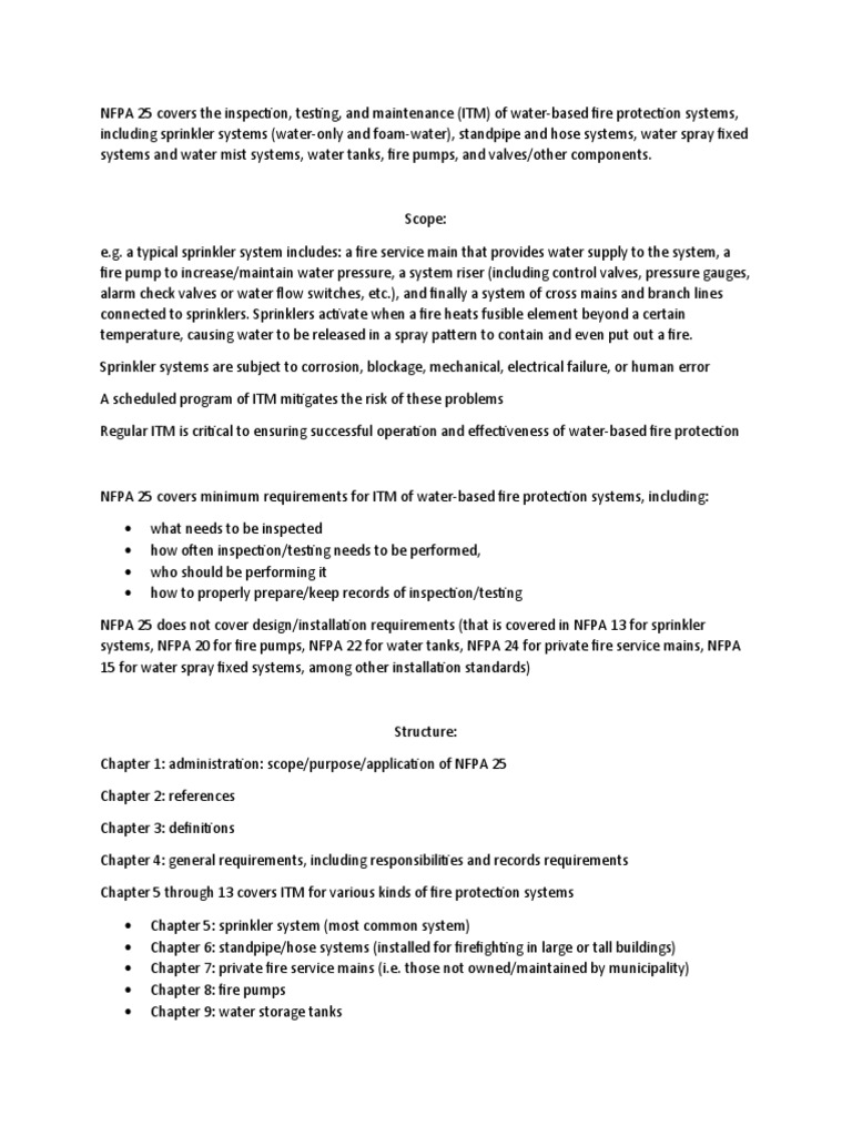 NFPA 25: ITM of Fire Protection Systems | PDF | Fire Sprinkler System ...