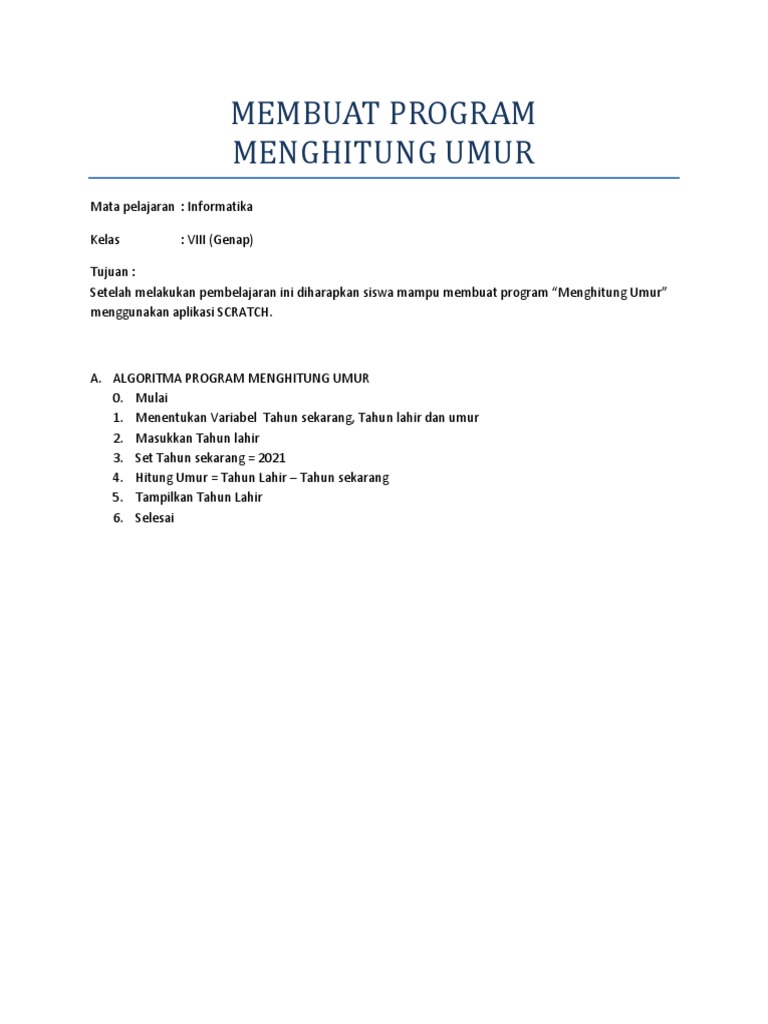 Membuat Program Menghitung Umur | PDF