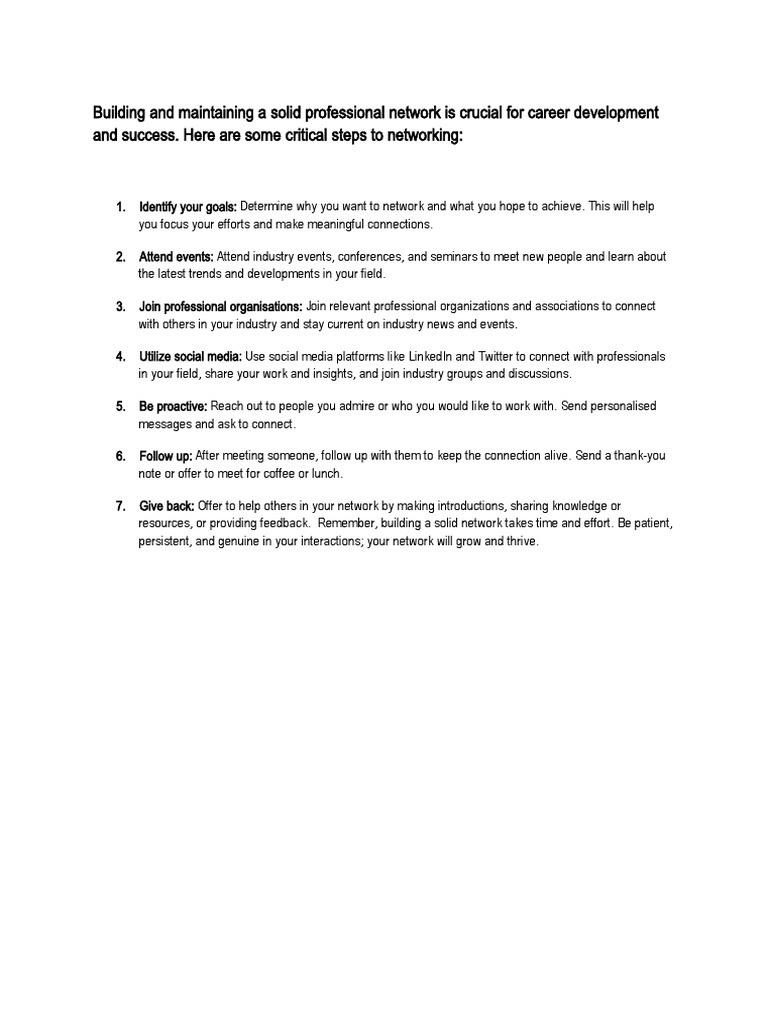 Building and Maintaining A Solid Professional Network | PDF