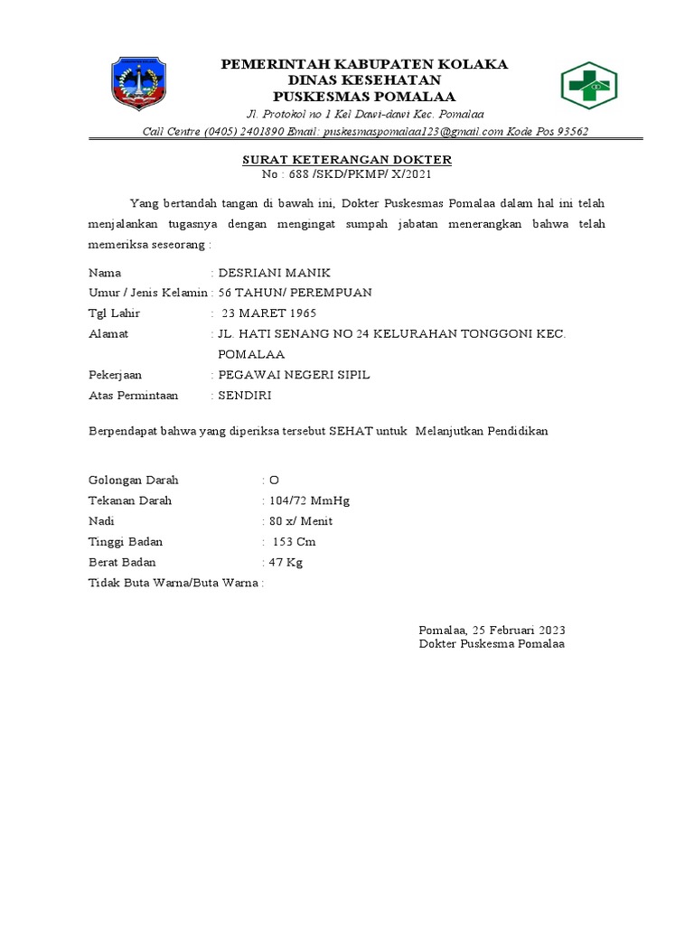 Surat Keterangan Dokter | PDF