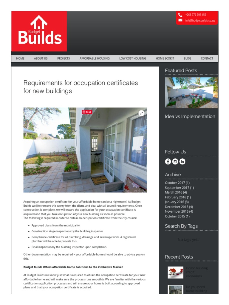 Requirements For Occupation Certificates For New Buildings | PDF