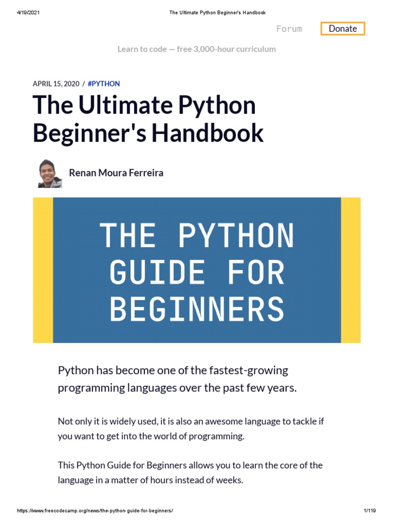 The Ultimate Python Beginner's Handbook | PDF | Data Type | Python ...