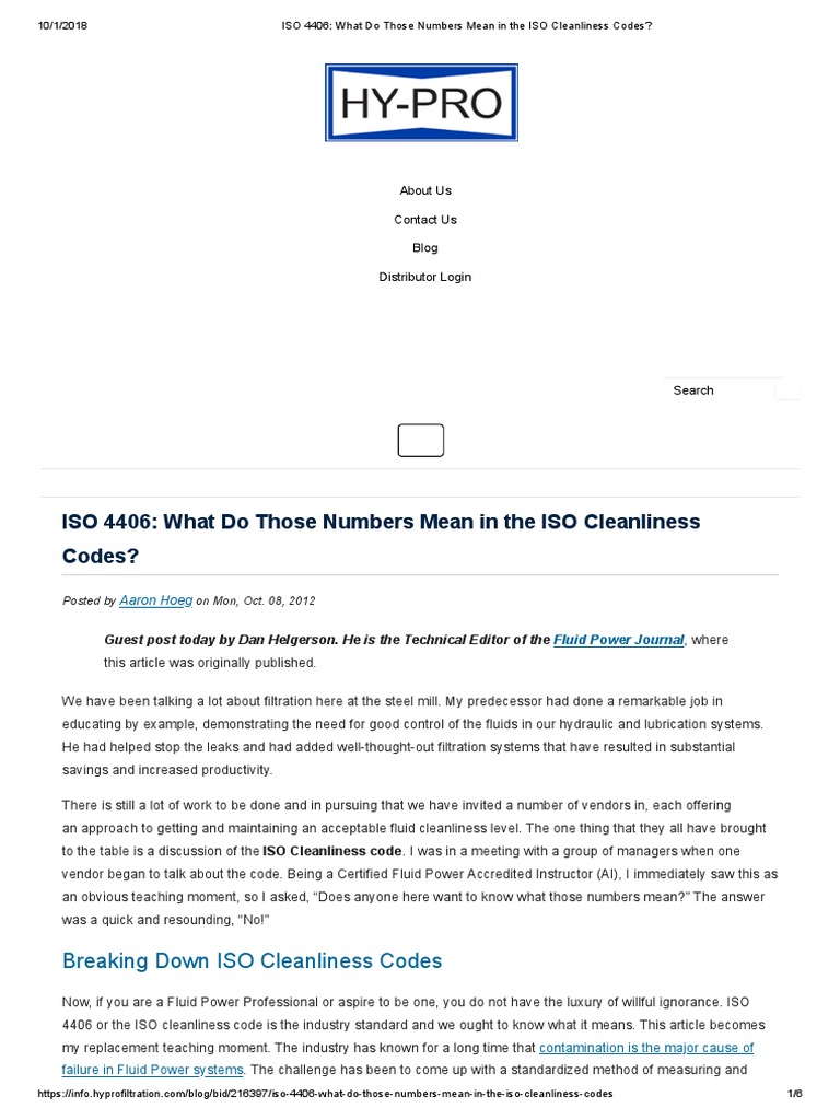 ISO 4406 - What Do Those Numbers Mean in The ISO Cleanliness Codes ...